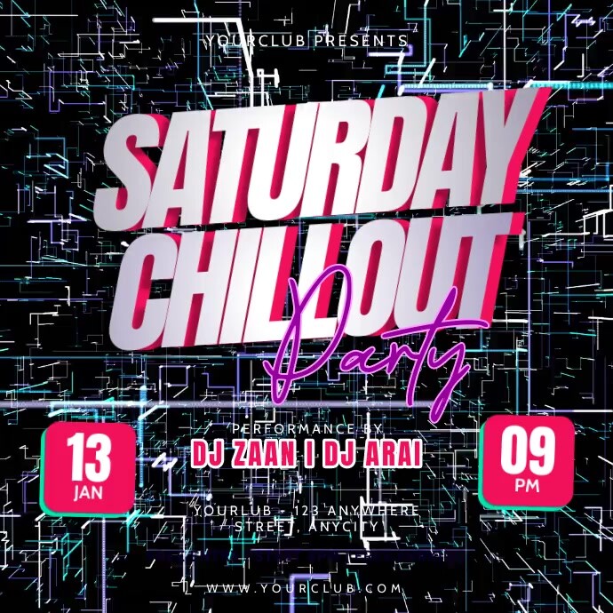 Saturday Chillout Party Template | PosterMyWall