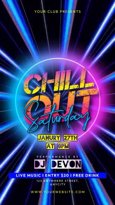 Saturday Chillout Party Template | PosterMyWall