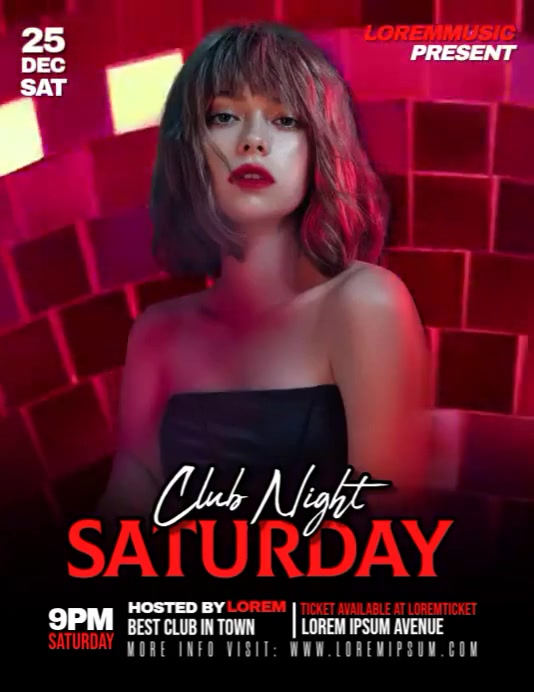 Saturday Club Night Template | PosterMyWall