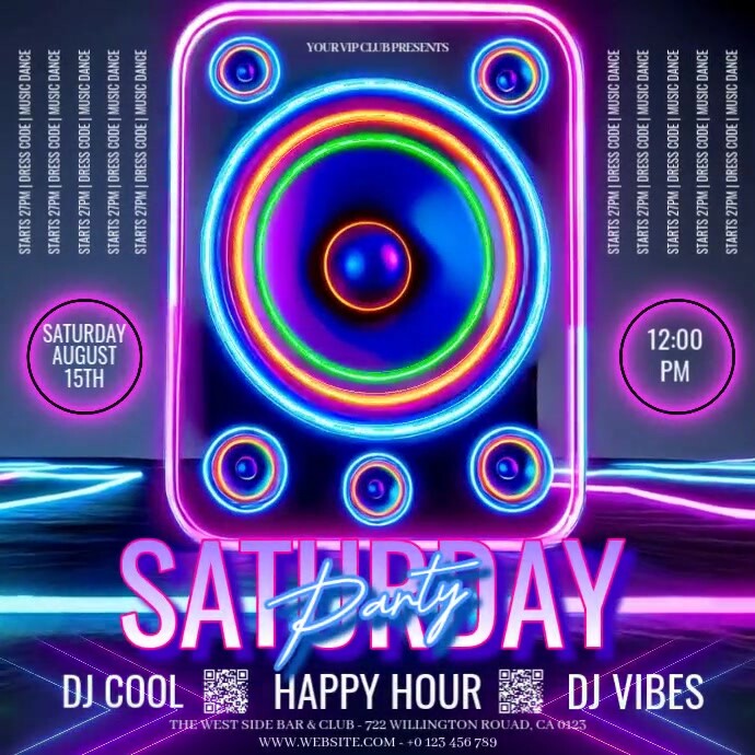 Plantilla de Saturday Club Party ad Instagram post | PosterMyWall