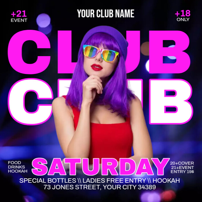 Saturday Club Party Ads Template | PosterMyWall