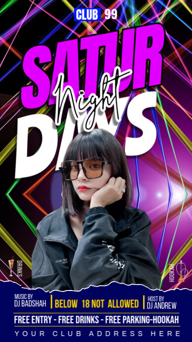 saturday club party Template | PosterMyWall