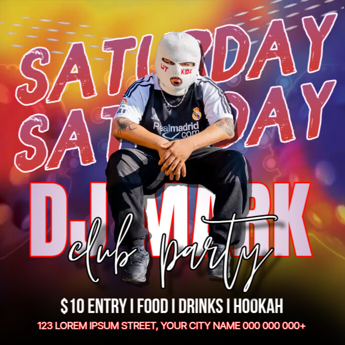 Saturday Club Party Template | PosterMyWall