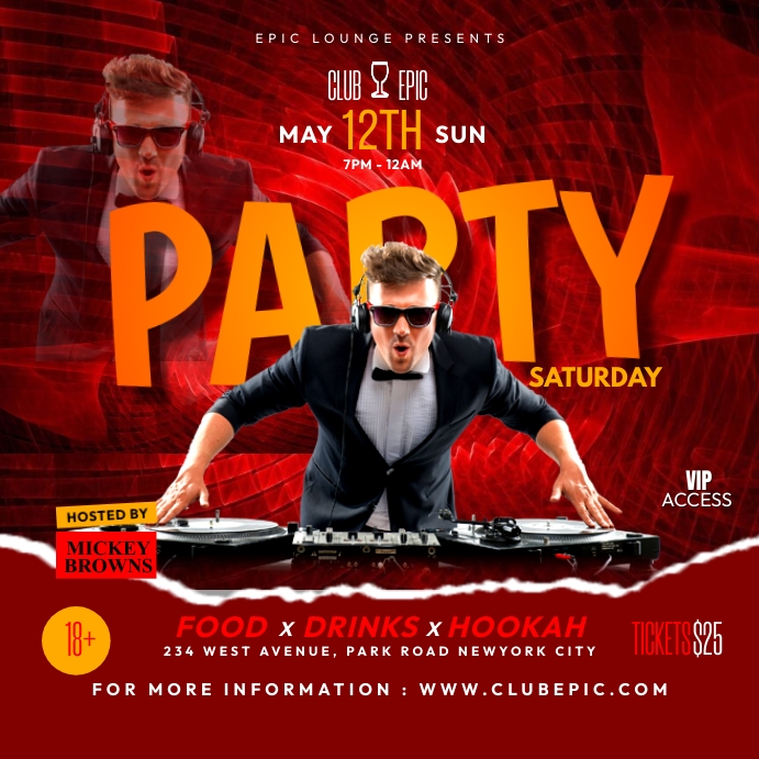 Saturday club Party editable template | PosterMyWall
