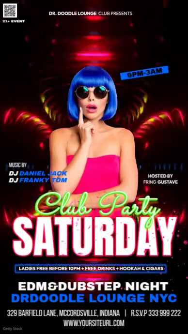 Saturday Club Party Video Template | PosterMyWall