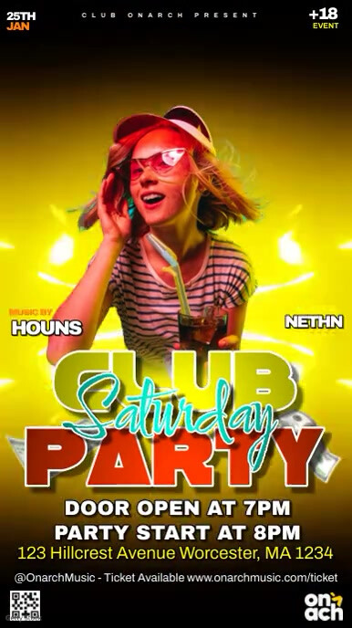 Saturday Club Party Video Template | PosterMyWall
