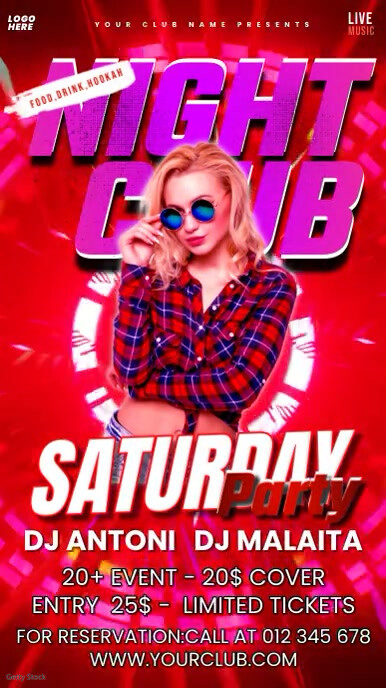Plantilla de Saturday Club Party Video | PosterMyWall