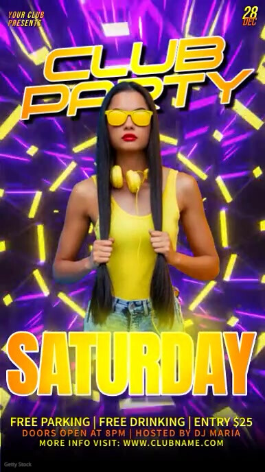 Saturday Club Party Video Template | PosterMyWall