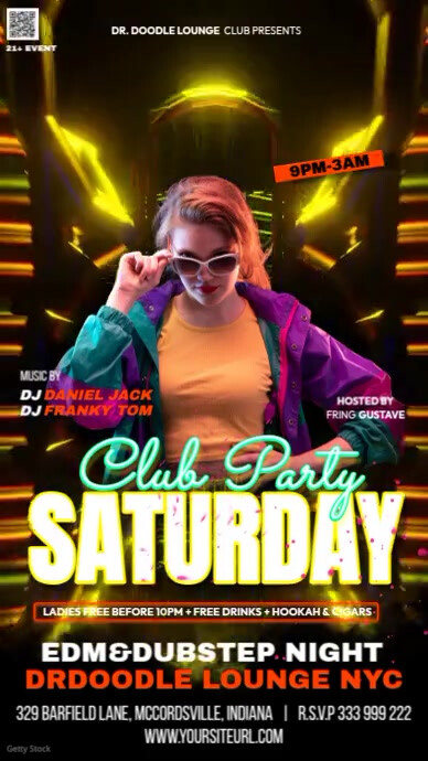 Saturday Club Party Video Template | PosterMyWall