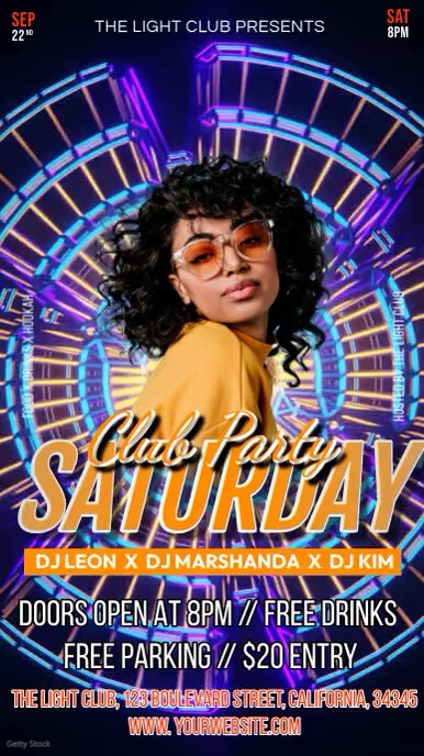 Modèle Saturday Club Party Video | PosterMyWall
