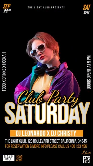 Saturday Club Party Video Template | PosterMyWall