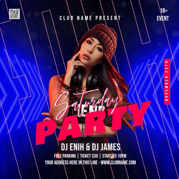 Plantilla de Saturday Club Party Video | PosterMyWall
