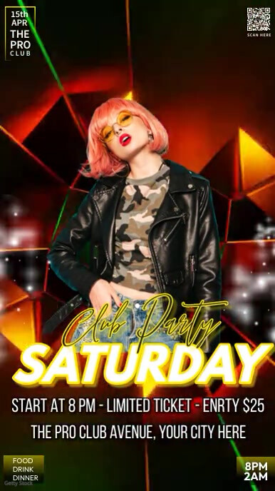 Saturday Club Party Video Template | PosterMyWall