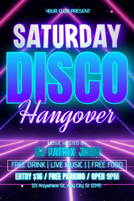 Plantilla de Saturday disco hangover poster | PosterMyWall