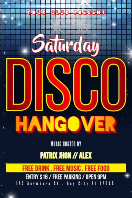 Saturday disco hangover poster Template | PosterMyWall