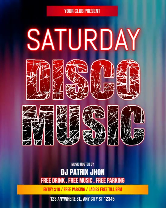 Saturday disco music instagram portrait Template | PosterMyWall