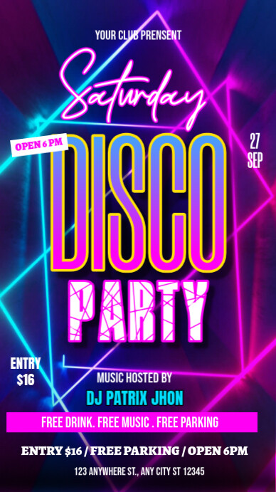 Saturday disco party poster Template | PosterMyWall
