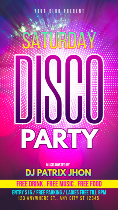 Saturday disco party poster Templat | PosterMyWall