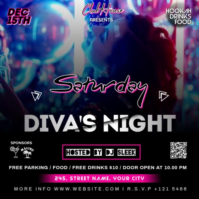 SATURDAY DIVAS NIGHT PARTY FLYER TEMPLATE | PosterMyWall