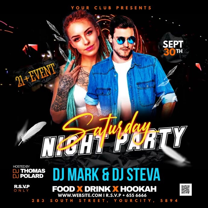 Saturday dj night party Template | PosterMyWall