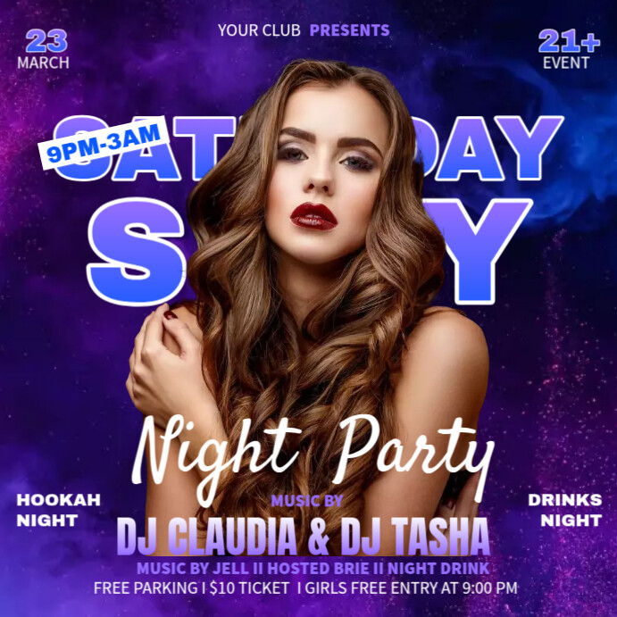 Saturday Dj Night Party Template | PosterMyWall