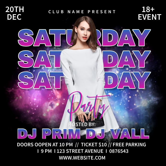 Saturday DJ Party Template | PosterMyWall