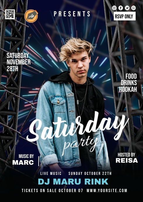 Copy of Saturday DJ Party | PosterMyWall