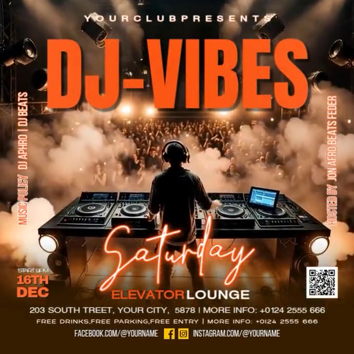SATURDAY DJ PARTY EVENT fridays DESIGN ad template | PosterMyWall