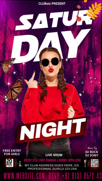 saturday dj party flyer/club night party Template | PosterMyWall