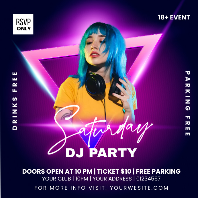 Plantilla de Saturday DJ Party Poster Flyer | PosterMyWall