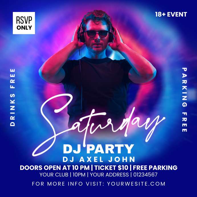Saturday Dj Party Poster Template | PosterMyWall