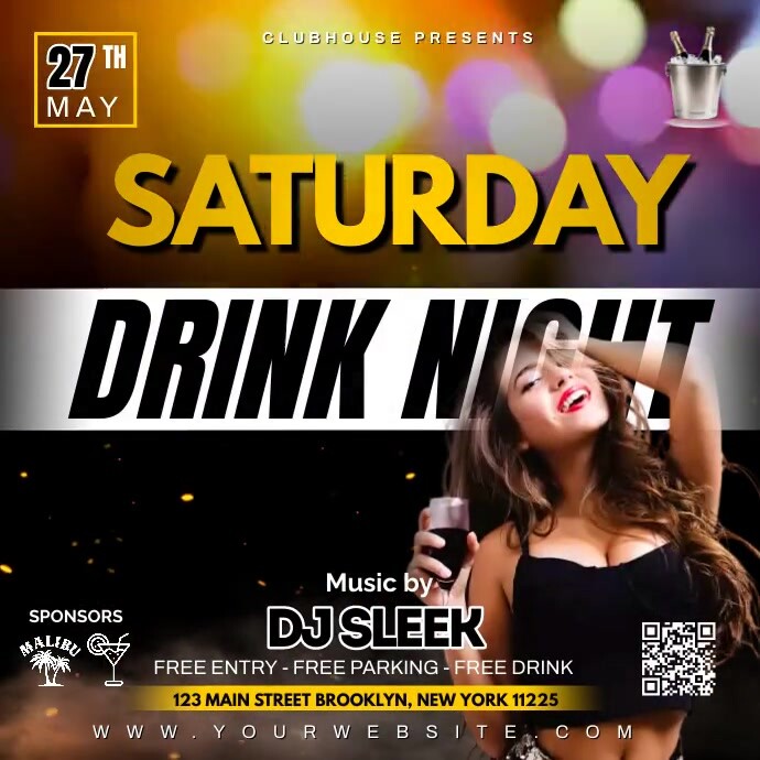 Modèle SATURDAY DRINK NIGHT PARTY FLYER TEMPLATE | PosterMyWall