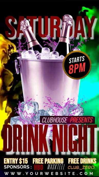 SATURDAY DRINK NIGHT PARTY FLYER TEMPLATE | PosterMyWall