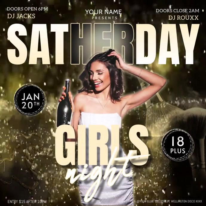 saturday girls ladies night satherday party Template | PosterMyWall