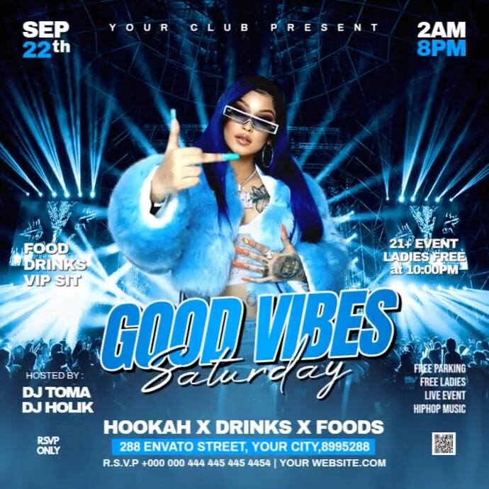 Saturday Good Vibes Party Flyer Template | PosterMyWall