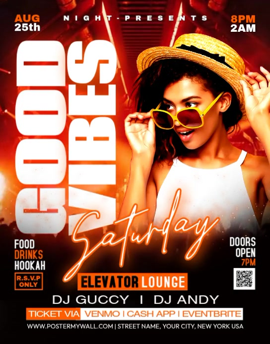 Saturday Good Vibes party Flyer Template | PosterMyWall