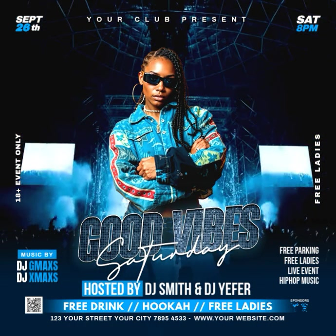 Saturday Good Vibes Party Flyer Template | PosterMyWall