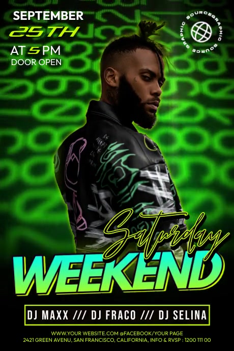 Saturday Green Party Template | PosterMyWall
