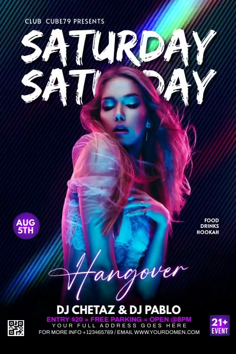 Plantilla de Saturday Hangover | PosterMyWall