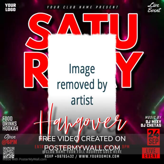 SATURDAY HANGOVER Template | PosterMyWall