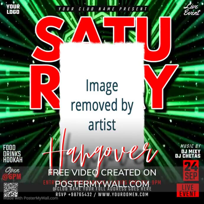 SATURDAY HANGOVER Template | PosterMyWall