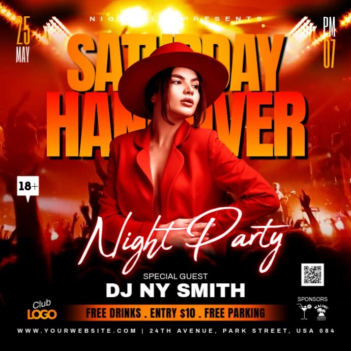 Saturday Hangover Night party Template | PosterMyWall