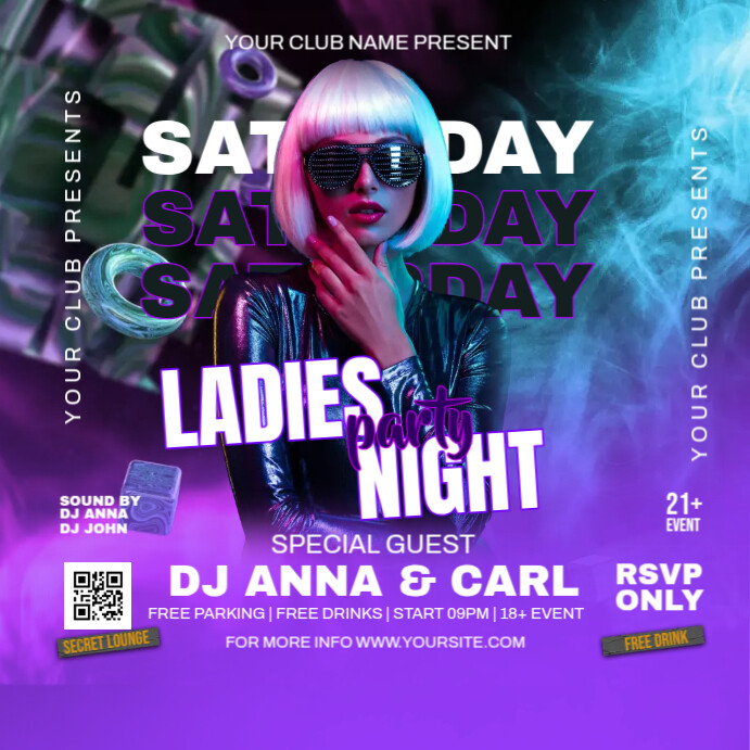 Saturday Ladies Night Party Ads Template | PosterMyWall