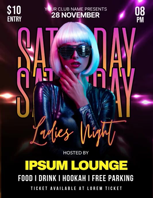 Saturday Ladies Night Party Template | PosterMyWall