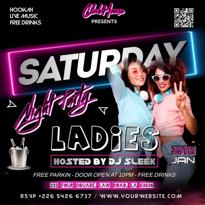 SATURDAY LADIES NIGHT PARTY FLYER POSTER Template | PosterMyWall