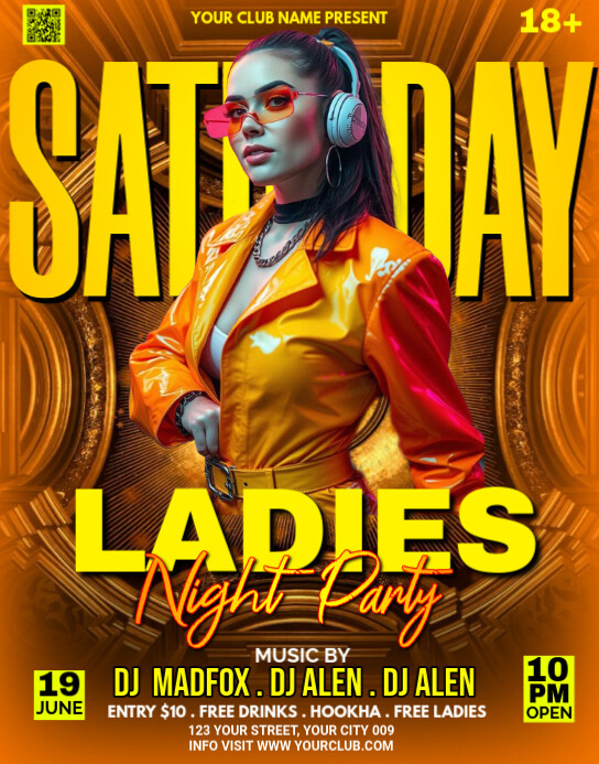 Saturday Ladies Night Party Poster/wallboard Template | PosterMyWall