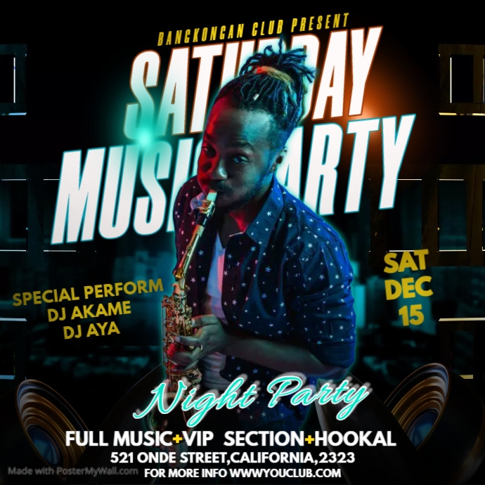 Saturday Music Party Template | PosterMyWall