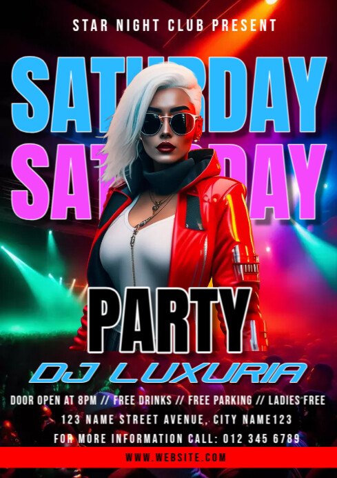 Saturday Music Party Template | PosterMyWall