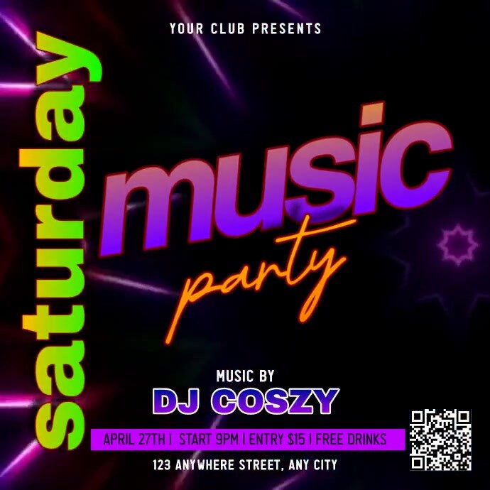 Copy of saturday music party | PosterMyWall