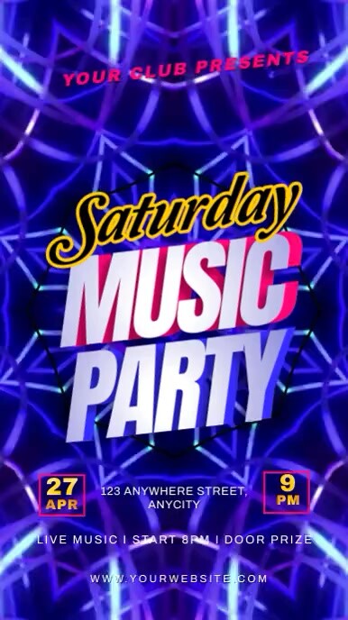 Saturday Music Party Template | PosterMyWall